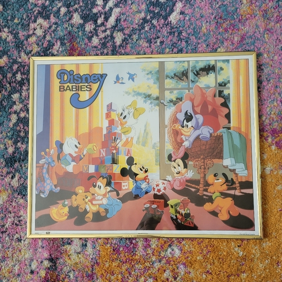 Disney | Wall Decor | Vintage Disney Nursery Framed Poster | Poshmark